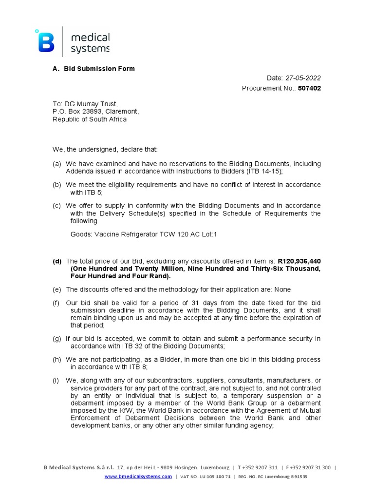 A. Bid Submission Form Lot 1 | PDF | Private Law | Justice