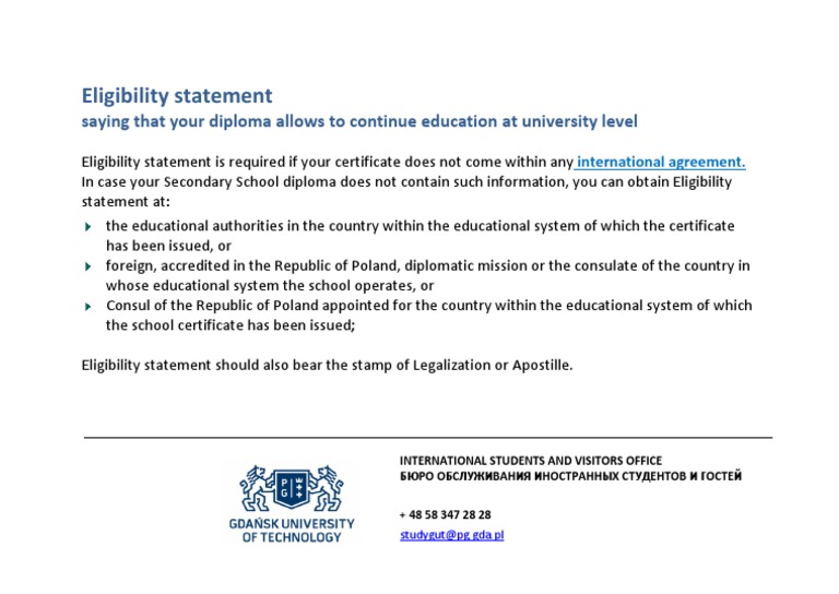Eligibility Statement | PDF