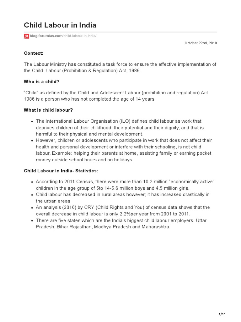 Tackling Child Labour in India | PDF | Child Labour | International ...