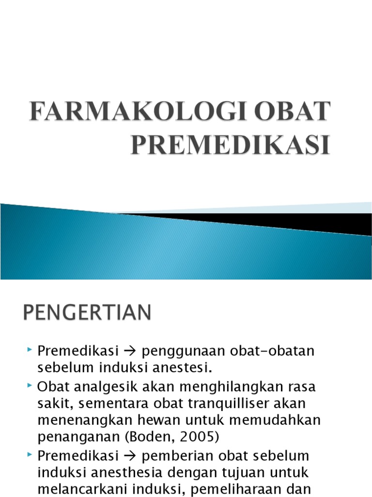 Farmakologi Obat Premedikasi | PDF