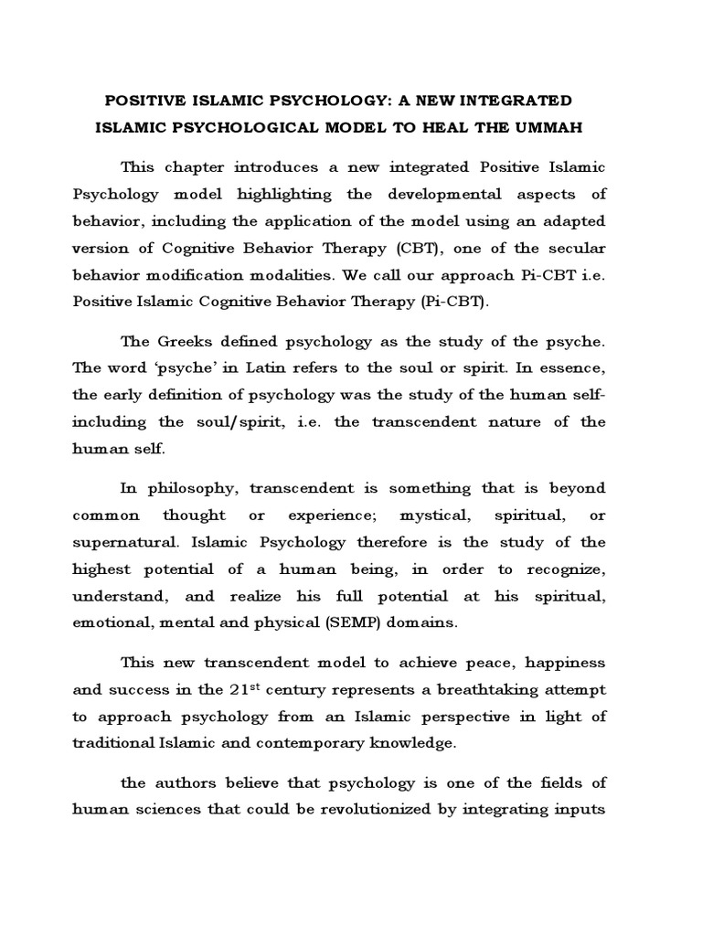 Positive Islamic Psychology Article | PDF | Soul | Psychology