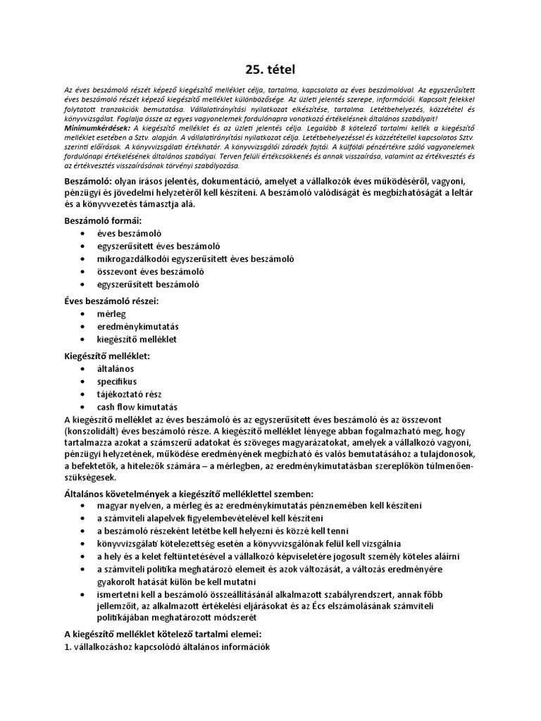 Kiegészítő Melléklet | PDF