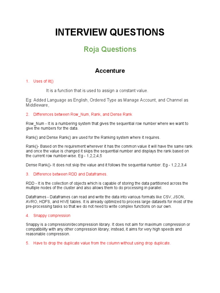 INTERVIEW QUESTIONS - ALL Companies | PDF