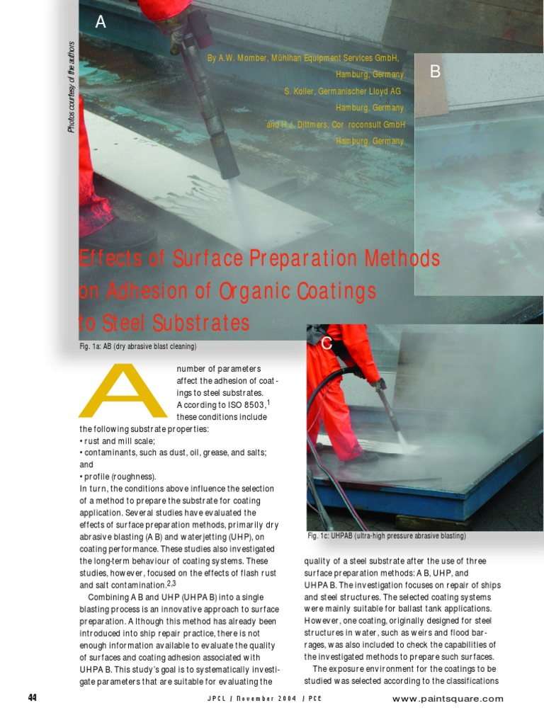 Effects of Surface Preparation Methods On Adhesion of Organic Coatings ...