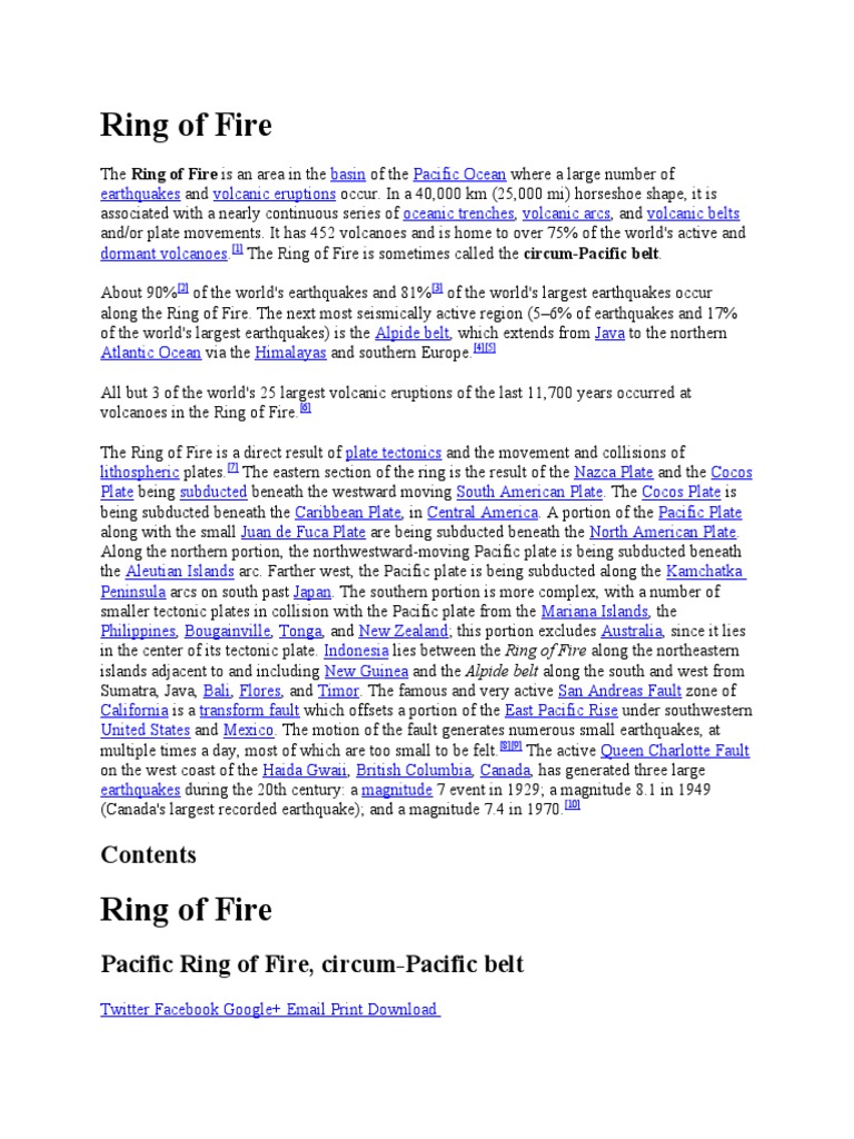 Ring of Fire | PDF | Plate Tectonics | Volcano
