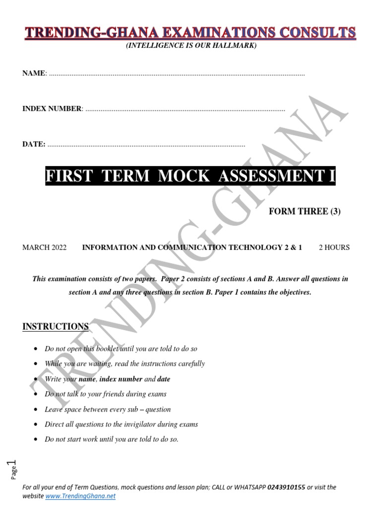Ict Mock March 22 1 Pdf