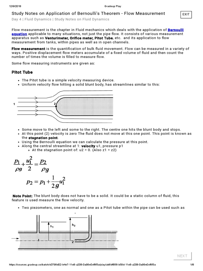 Application of Bernoulli's Theorem | PDF | Fluid Dynamics | Flow ...