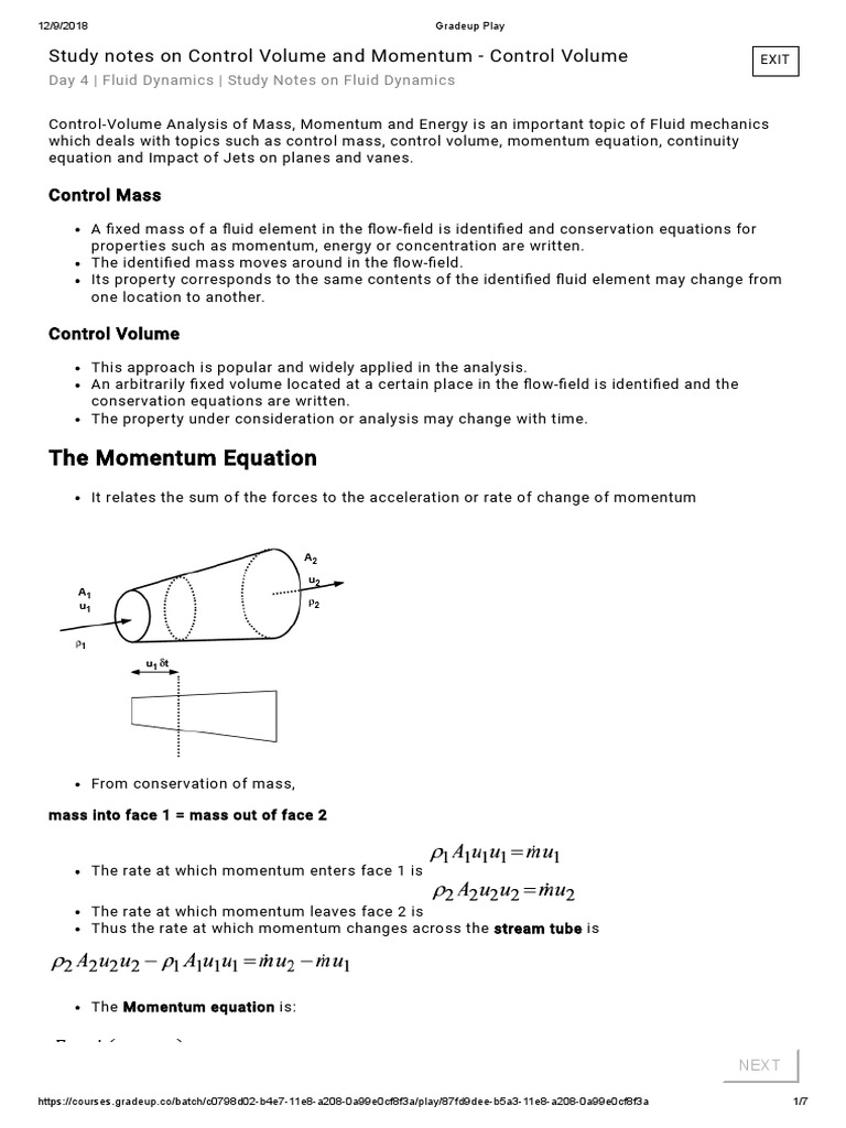 Fluid Dynamics: Control Volume Analysis | PDF | Force | Momentum