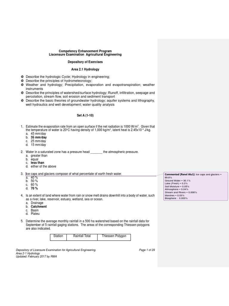 Hydrology Exam Preparation Guide | PDF