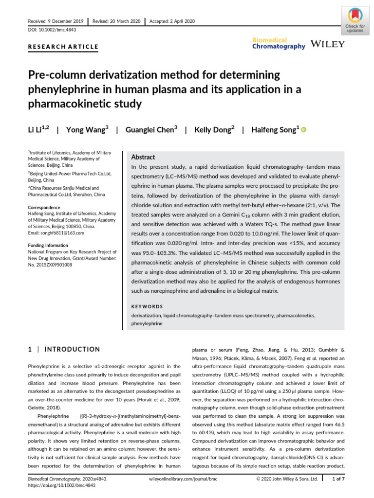 Pre-Column Derivatization Method For Determining | PDF | Liquid ...