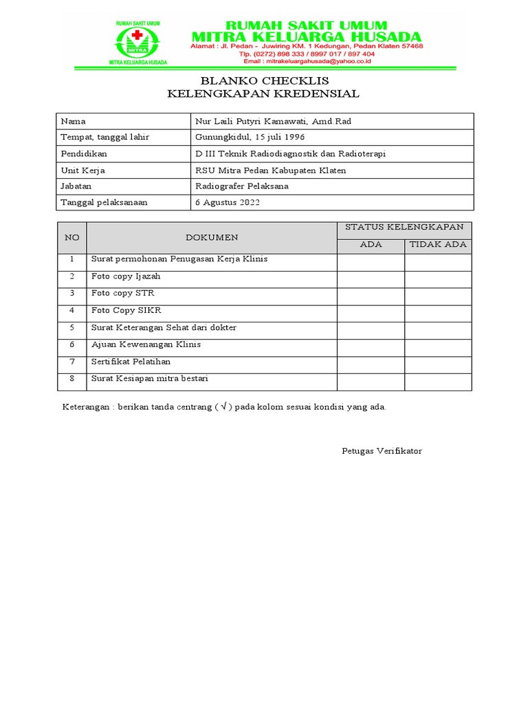 Lam 3 Blanko Checklis | PDF