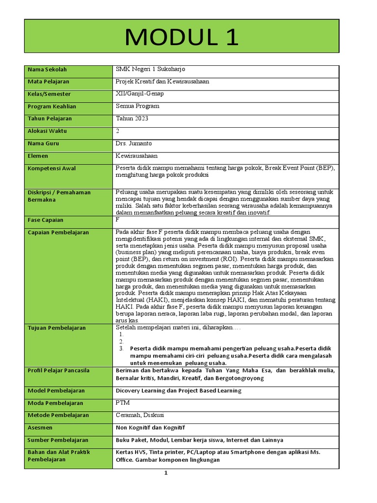 Modul PK Kwu Xii-Smt 5-1 | PDF