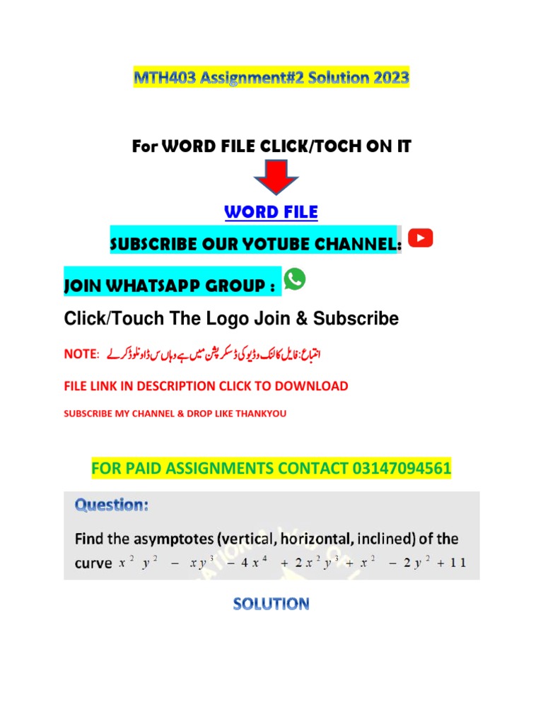 MTH403 Assignment#2 Solution 2023 by Artist H25 | PDF