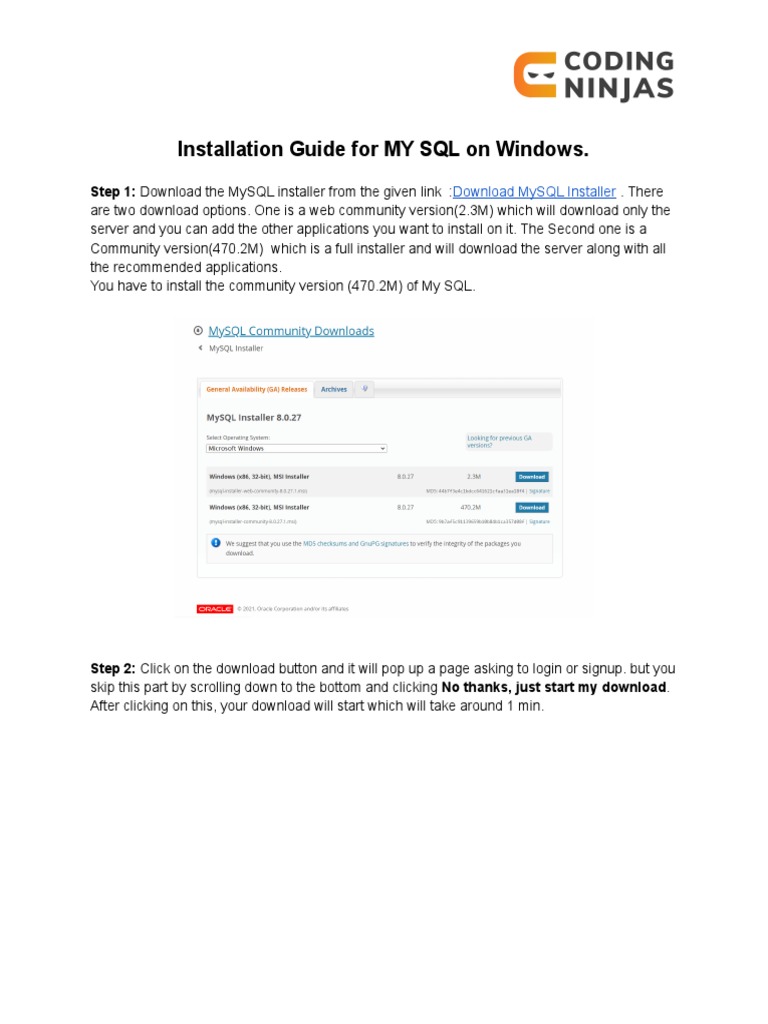 26-MySQL Installation Guide (Windows) | PDF | My Sql | Button (Computing)