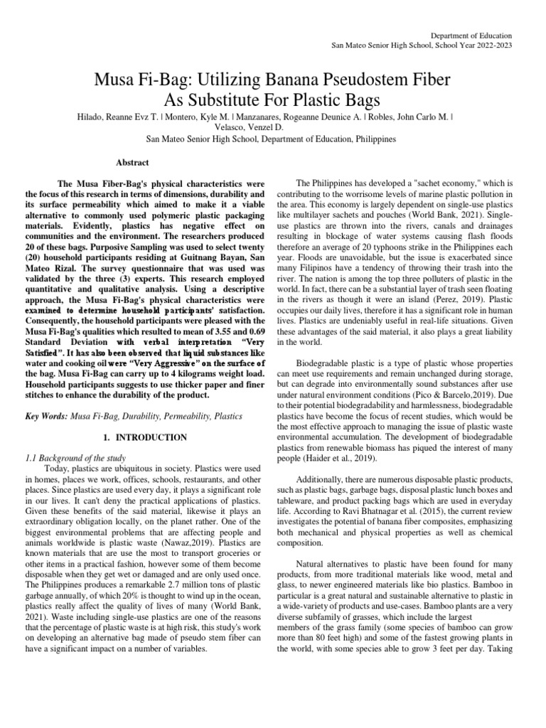 Musa Fibag Imrad Appendix | PDF | Plastic | Banana