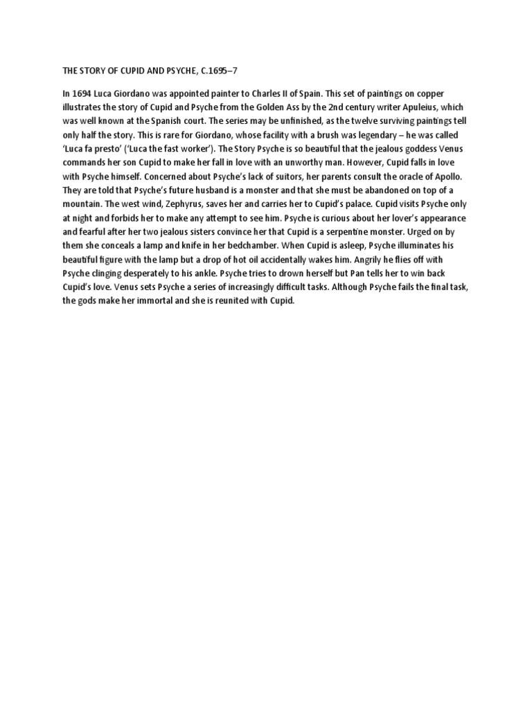 The Story of Cupid and Psyche, C.1695-7 | PDF