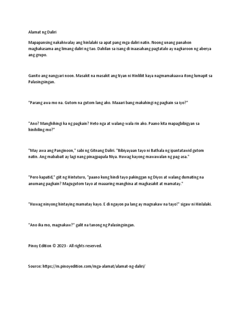 Alamat ng Daliri | PDF