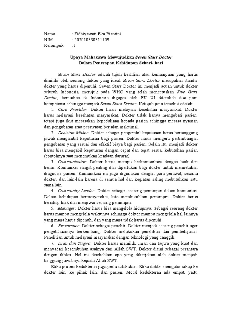 "Implementasi Seven Stars Doctor" | PDF | Karier & Perkembangan | Pengembangan Diri
