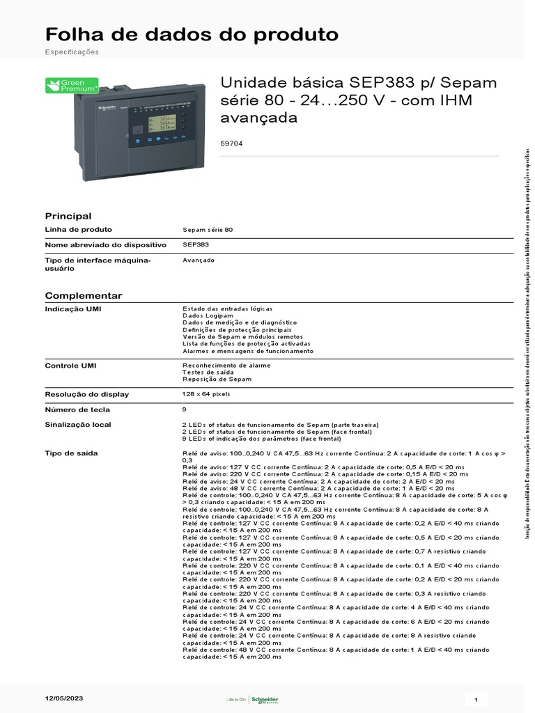 Relés de Proteção Sepam Série 80 - 59704 | PDF | Hertz | Relé