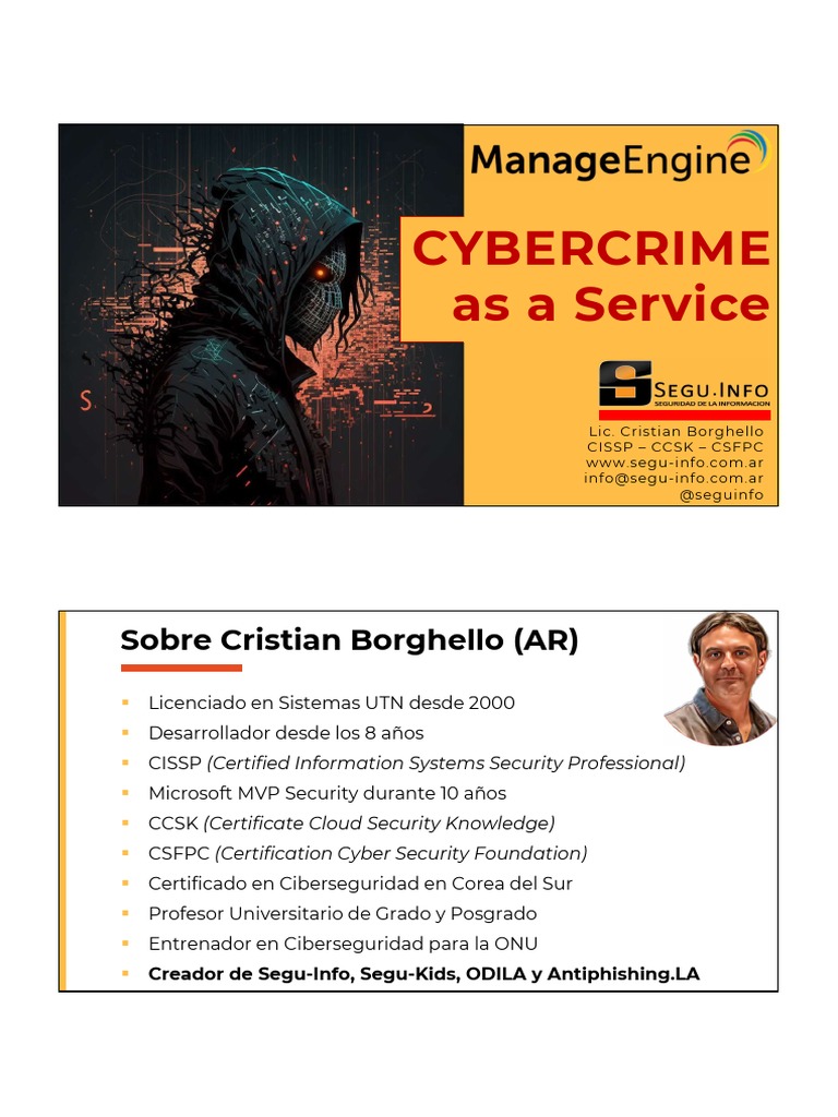 ManageEngine - CYBERCRIME As A Service - CaaS | PDF