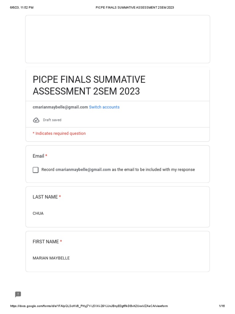 Picpe Finals Summative Assessment 2sem 2023: Email | PDF