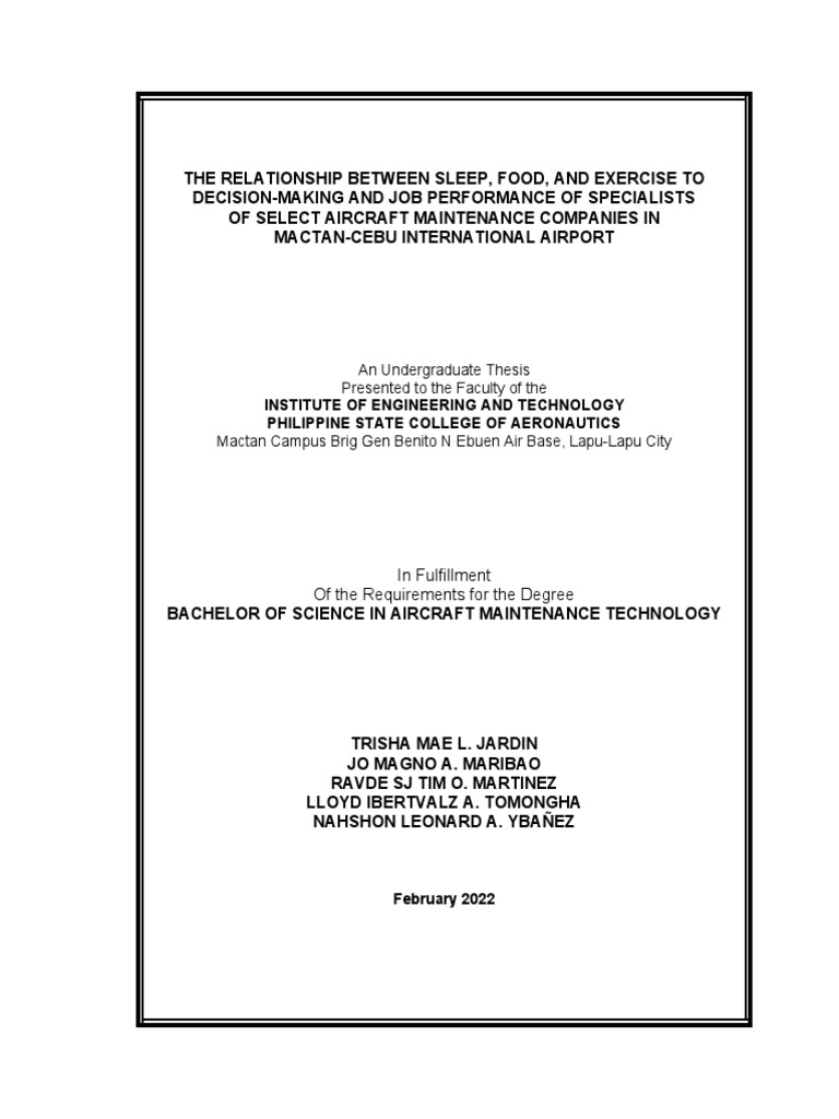PHILSCA-Mactan Thesis | PDF | Sleep | Sleep Deprivation