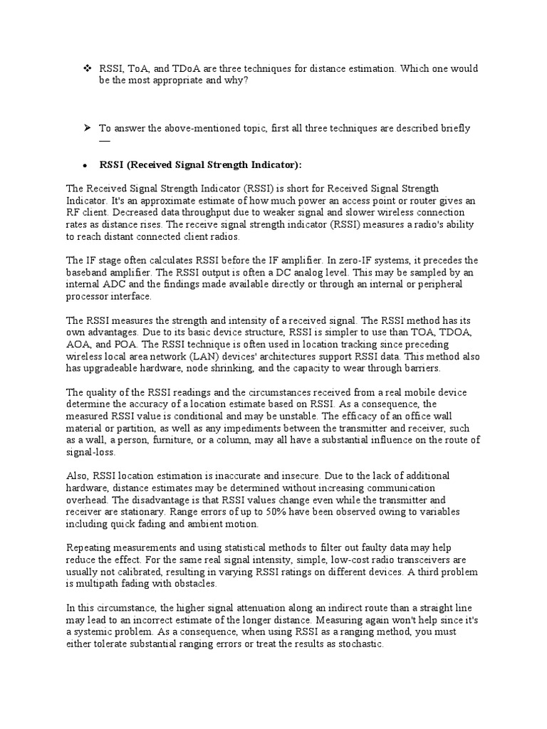 RSSI (Received Signal Strength Indicator) | PDF | Least Squares | Radio