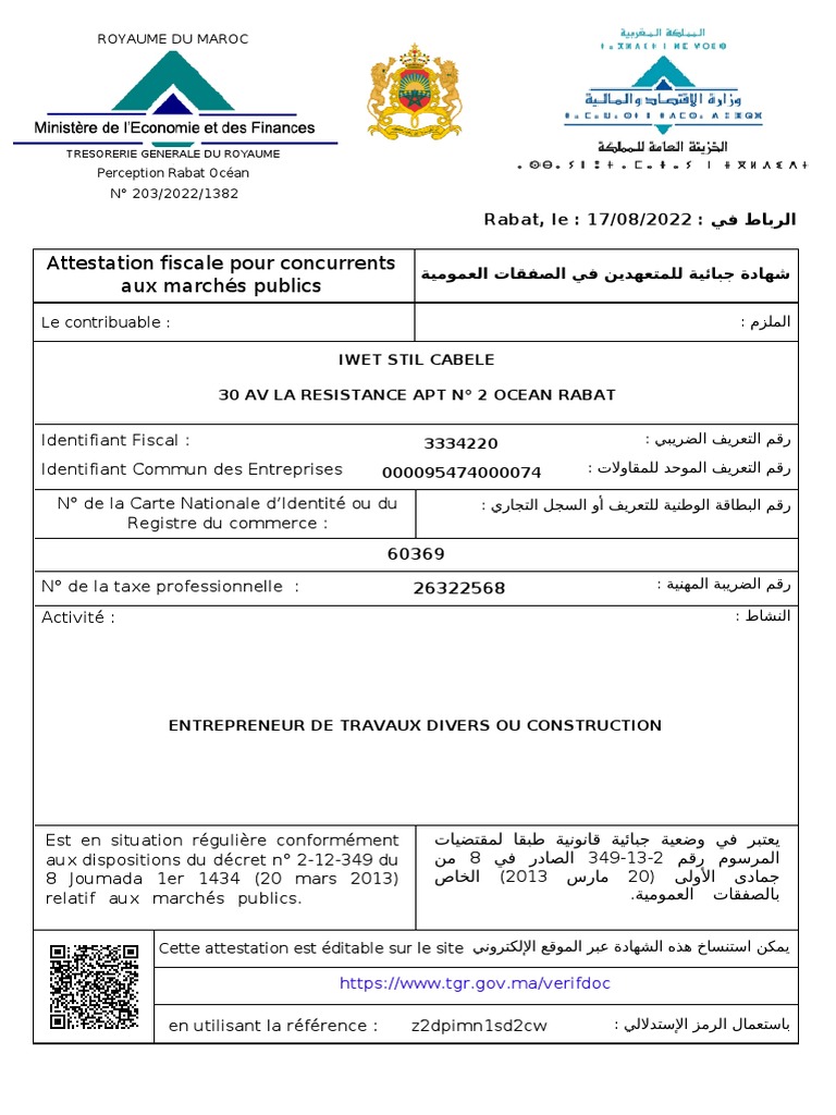 Attestation Fiscal | PDF