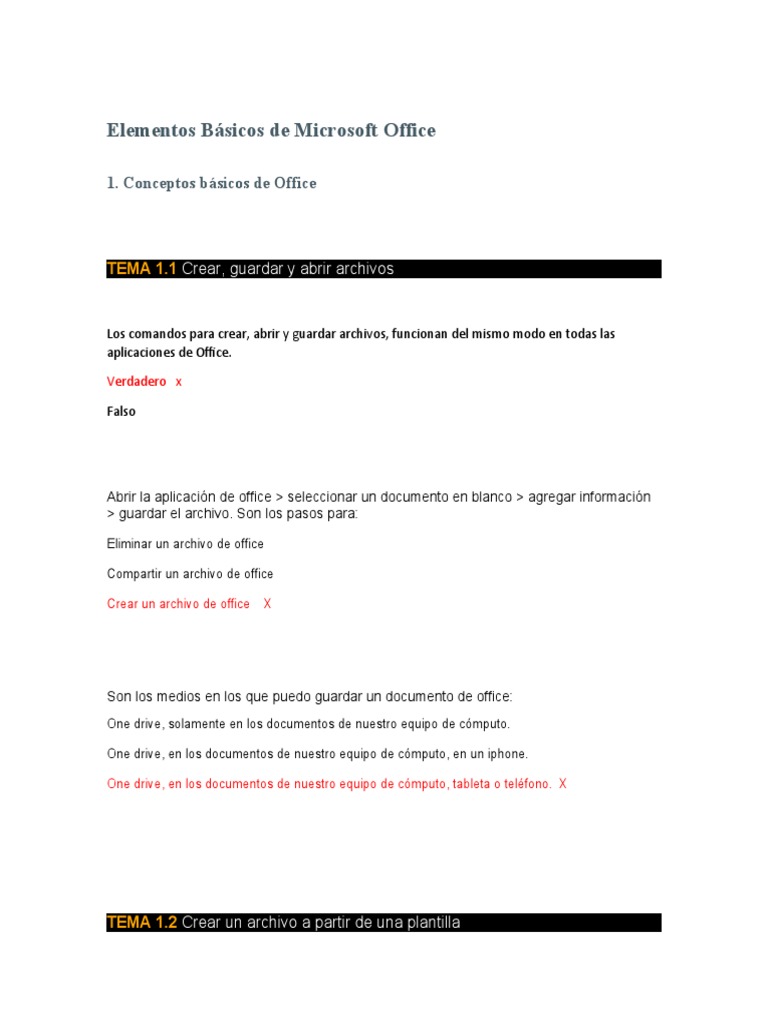 Conceptos Básicos de Office | PDF