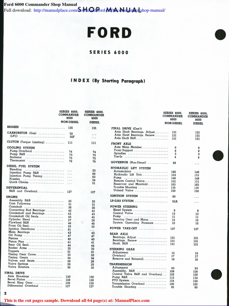 Ford 6000 Commander Shop Manual | PDF