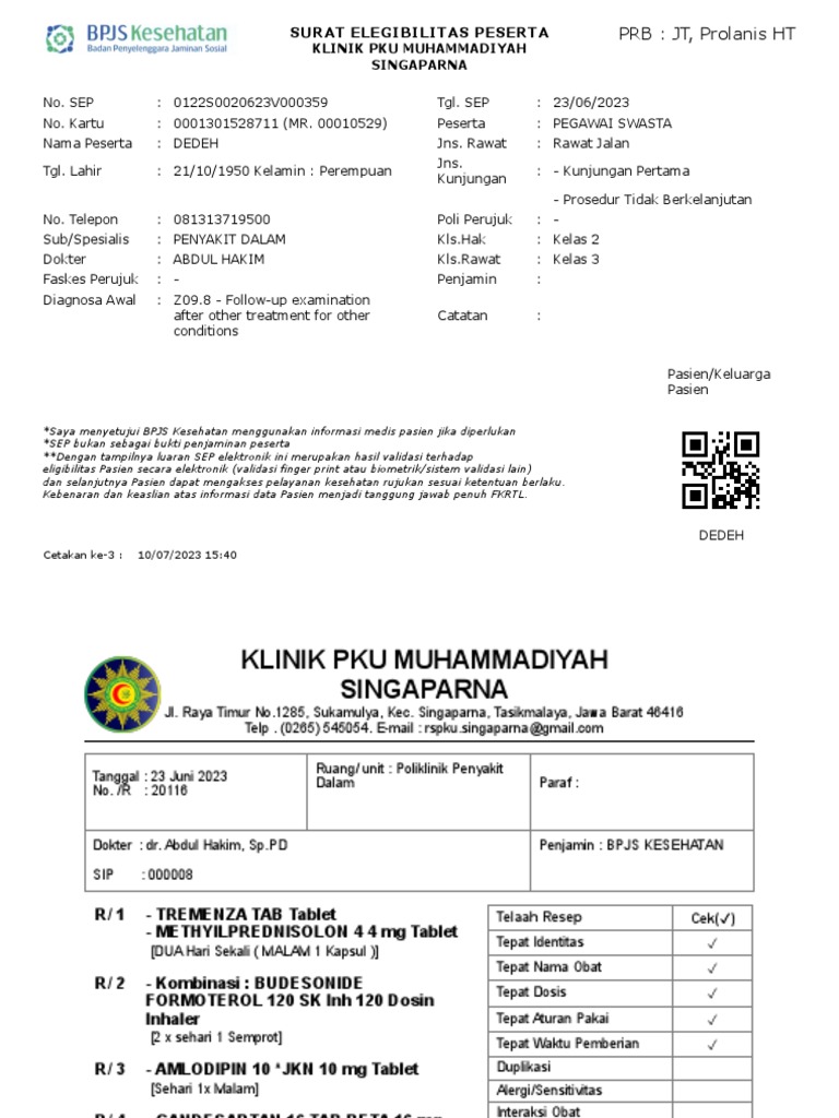 Contoh Dokumen Klaim Obat Kronis | PDF