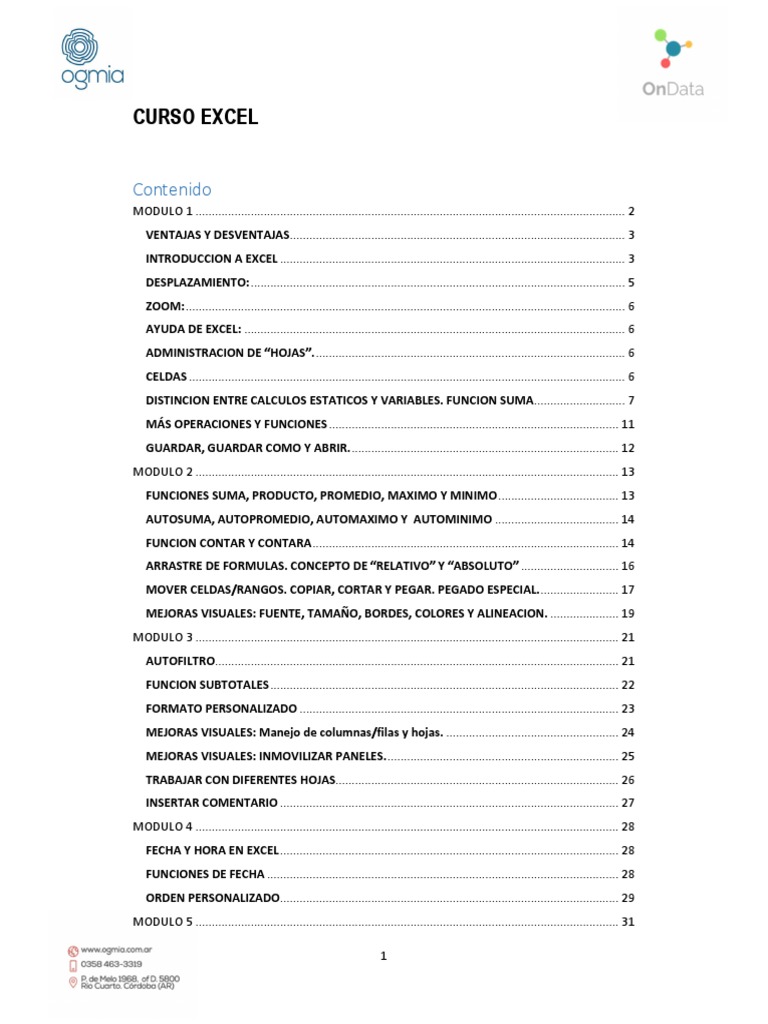 Ogmia - Material - Curso Excel Basico | PDF | Microsoft Excel | Hoja de ... Ogmia - Material - Curso Excel Basico | PDF | Microsoft Excel | Hoja de ...