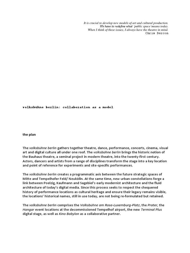 volksbuhne_berlin_-_collaboration_as_a_model | PDF | Theatre | Internet