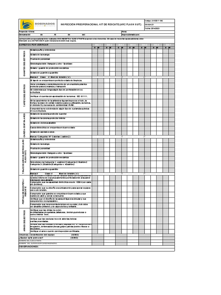QHSE-F-196 Inspeccion kit rescate Dielectrico | PDF