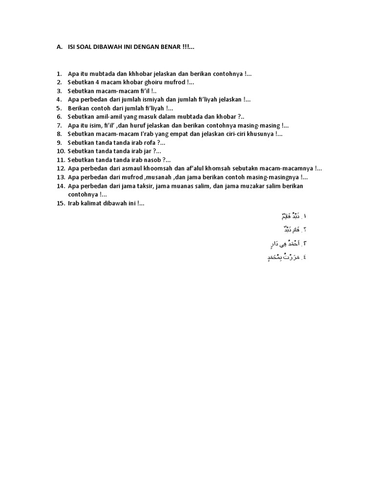 Kosi Kisi Soal Jurumiyah Sem 2 Tahun 2023 | PDF