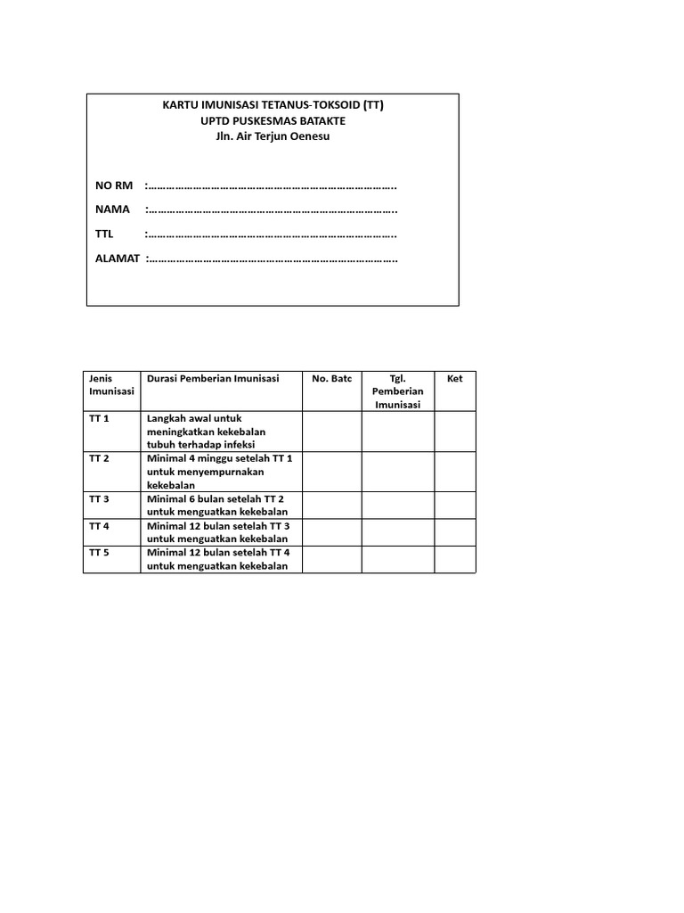 Kartu Imunisasi Tt Pdf