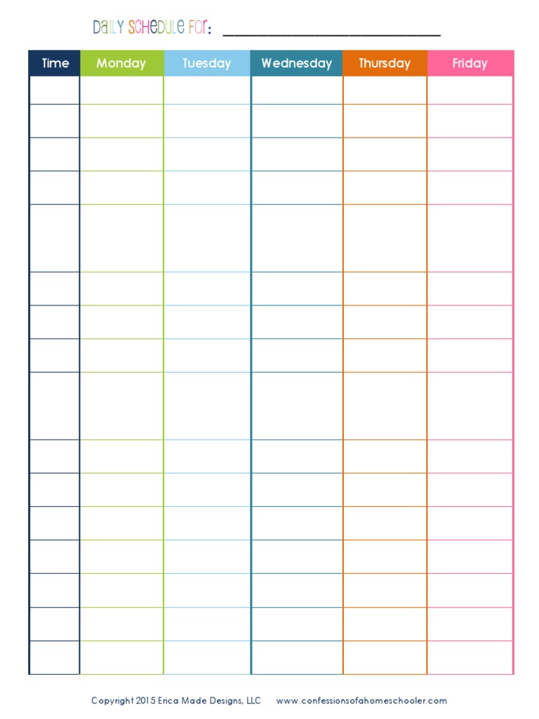 Daily Schedule ParentBlank | PDF