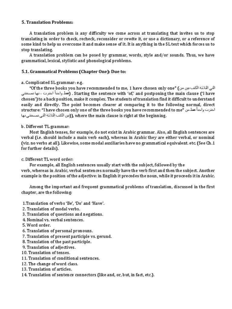 Translation Problems | PDF | Verb | Translations