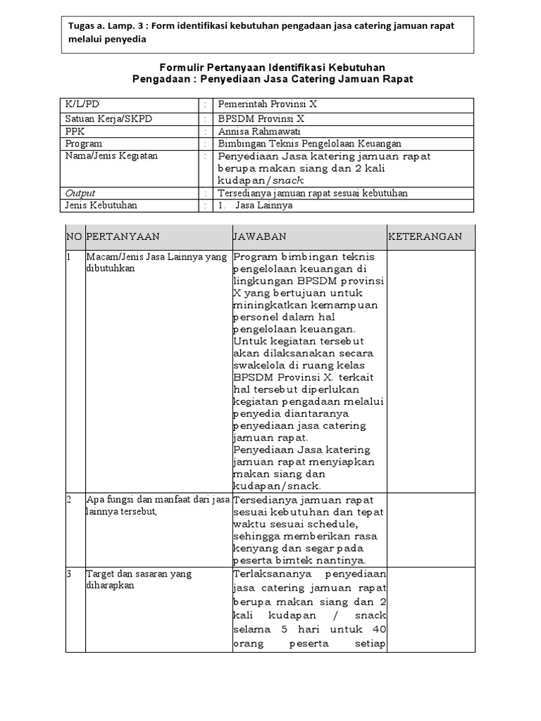 Lampiran 3 - Form Identifikasi Kebutuhan | PDF