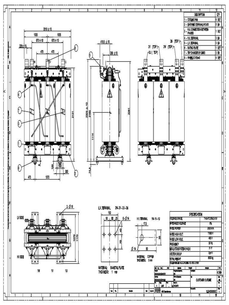 2000kva 11KV Ip23 Drawings | PDF | Civil Law (Common Law) | Intellectual Works
