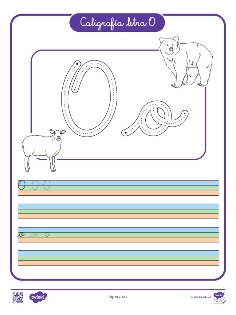 Caligrafía Letra O para Niños | PDF