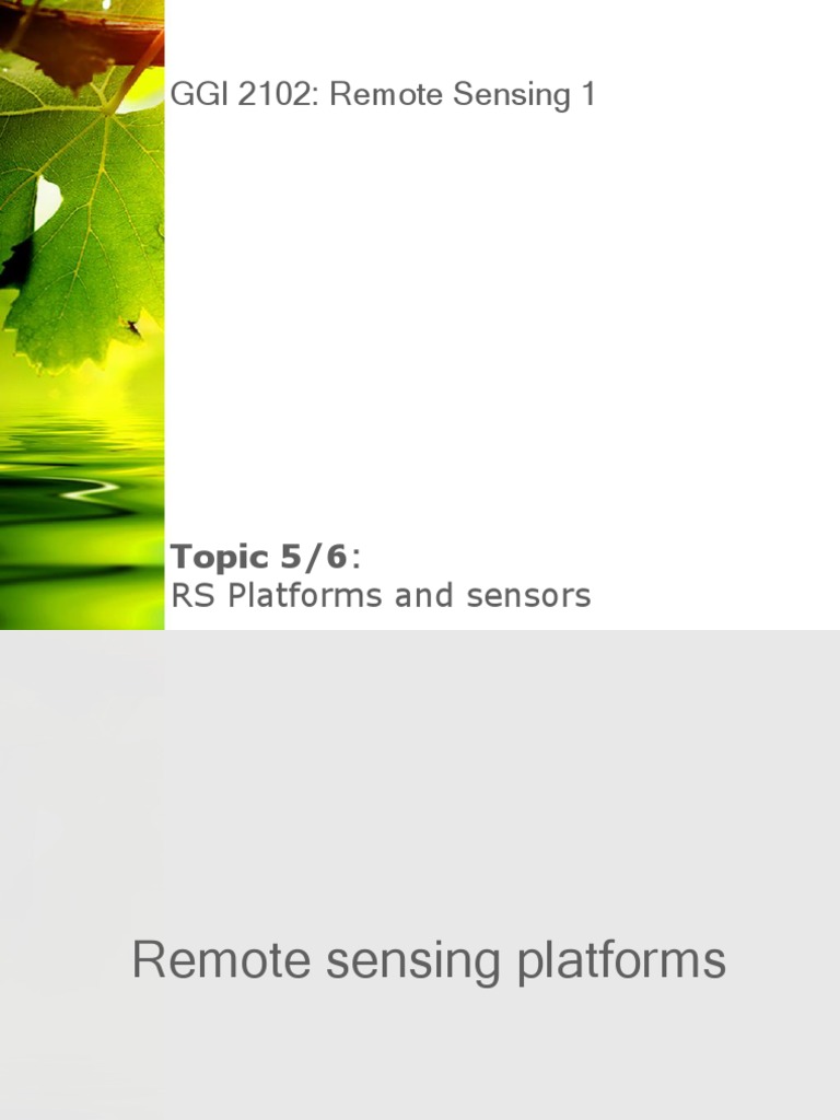 RS - 5 & 6 - Platforms - & - Sensors | PDF | Image Resolution | Image Scanner