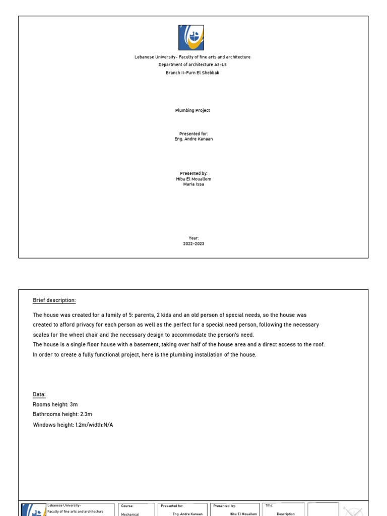 Hiba MOUALLEM Et Maria ISSA-Plomberie Installation | PDF | Domestic ...