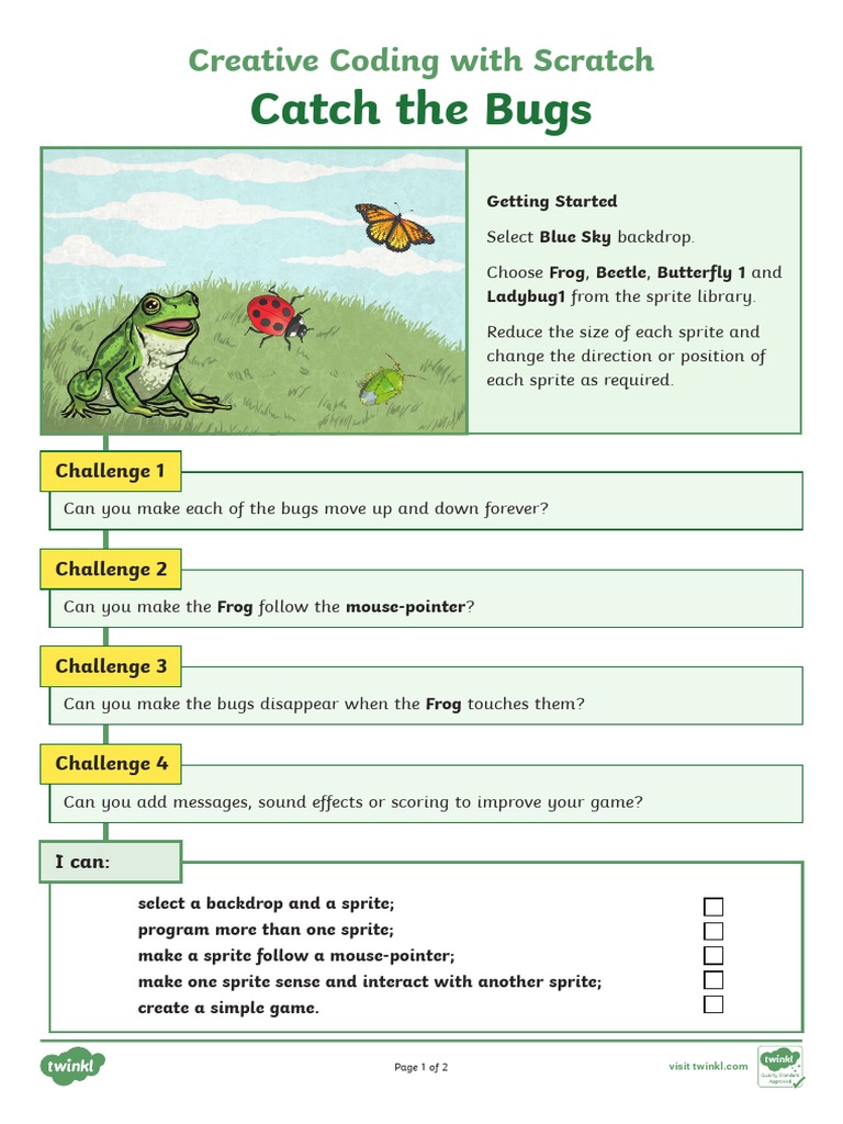 t2 I 85 Catch The Bugs Scratch Worksheet - Ver - 4 | PDF | Computer ...