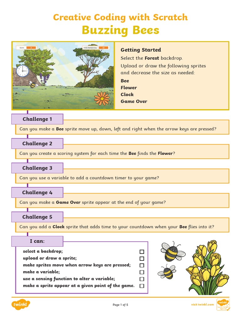Buzzing Bees Scratch Worksheet - Ver - 1 | PDF