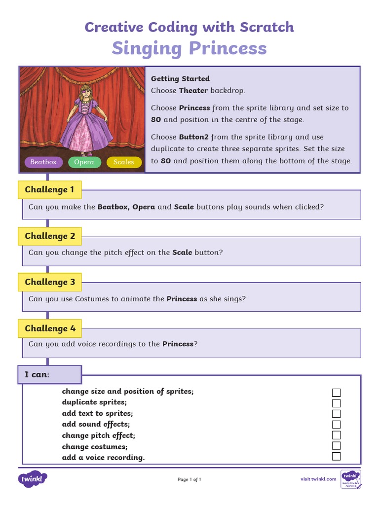 T I 1650885744 Singing Princess Scratch Worksheet - Ver - 2 | PDF ...