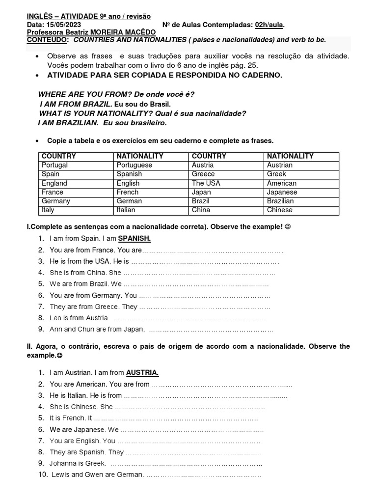 Ativ. Ing.9 Ano | PDF