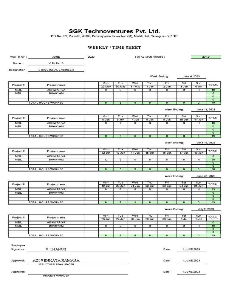 thanus TIME SHEET | PDF