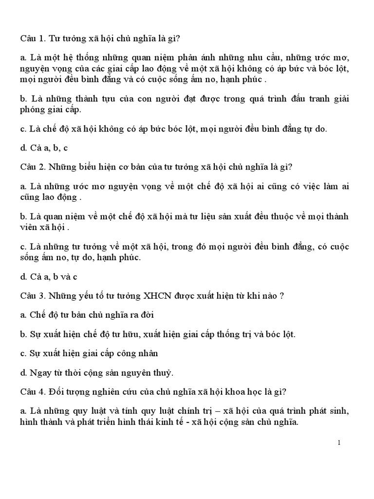 215-cau-hoi-va-dap-an-trac-nghiem-chu-nghia-xa-hoi-khoa-hoc | PDF