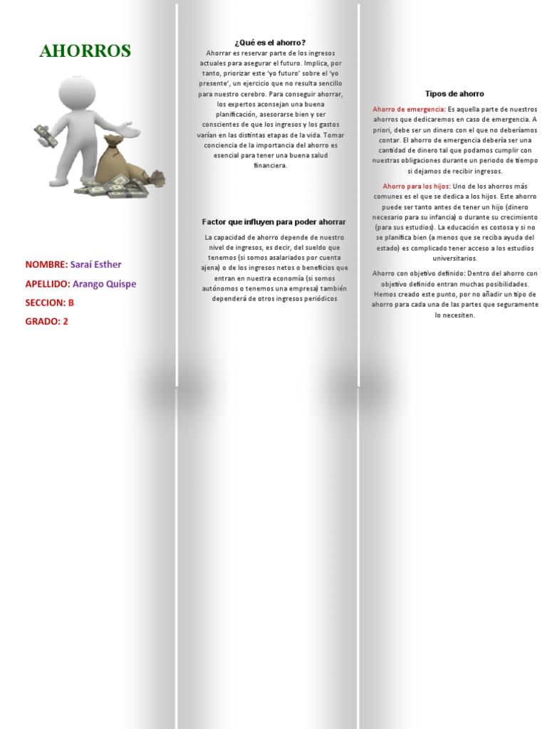 Triptico Sarai | PDF | Ahorro | Economias